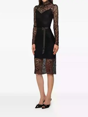 MURMUR Mist Lace Belted Midi Dress