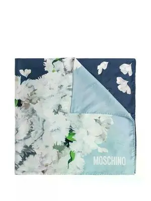 Moschino Floral-print Silk Scarf - Blue