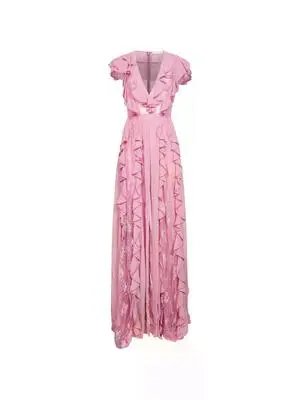 V-Neck Ruffled Maxi Dress