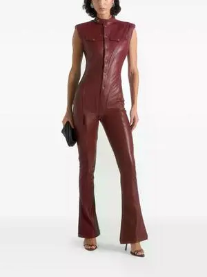 Manière De Voir Faux Leather Jumpsuit - Red
