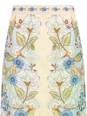 Farm Rio Garden Print Midi Skirt - Blue