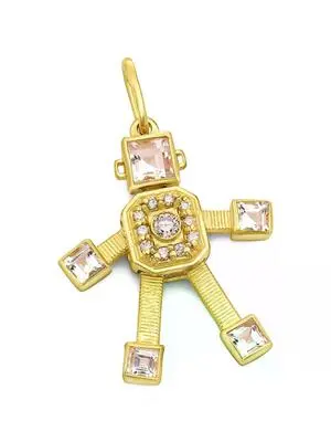 VAN ROBOT Mini Sogno Robot Diamond And Morganite Pendant - Gold