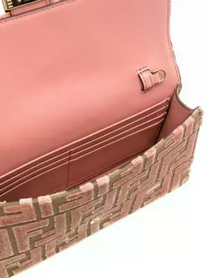 Fendi Baguette Ff-pattern Velvet Clutch