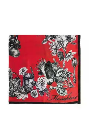 Moschino Floral-print Silk Scarf - Red