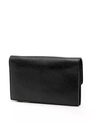 Gucci Leather Interlocking G Wallet On Chain - Black