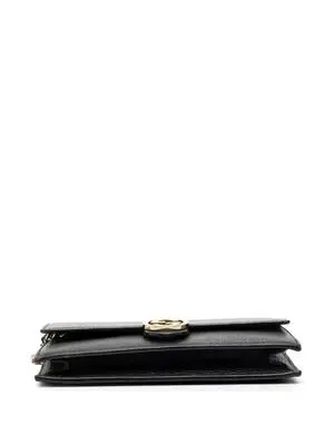 Gucci Leather Interlocking G Wallet On Chain - Black