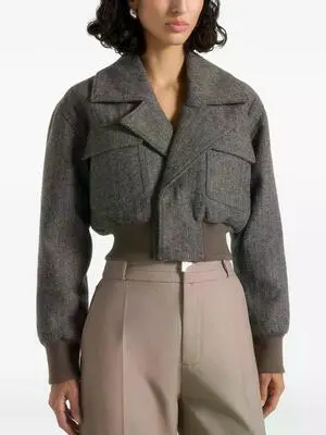 Manière De Voir Cosette Herringbone Bomber Jacket - Grey