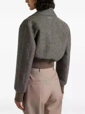 Manière De Voir Cosette Herringbone Bomber Jacket - Grey