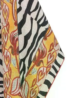 PIERRE-LOUIS MASCIA Zebra-print Floral Scarf - Neutrals