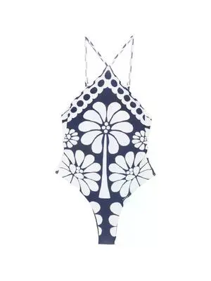 Farm Rio Printed One Piece Swimsuit - Blue