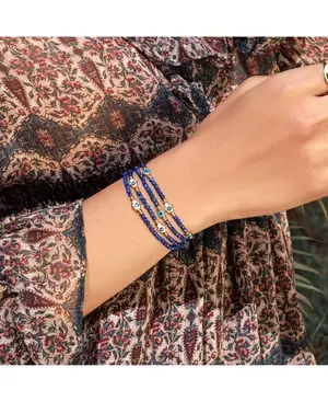 KARMA AND LUCK Lapis Enamel Evil Eye Hamsa Bracelet