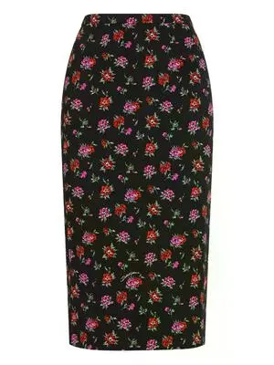 Dolce & Gabbana Floral Print Midi Skirt - Black