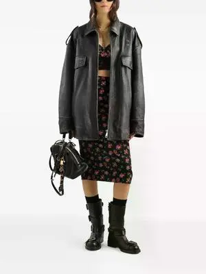 Dolce & Gabbana Floral Print Midi Skirt - Black