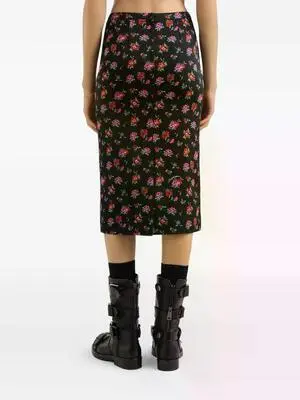 Dolce & Gabbana Floral Print Midi Skirt - Black