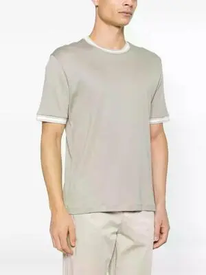 Eleventy Ribbed Trim T-shirt - Green