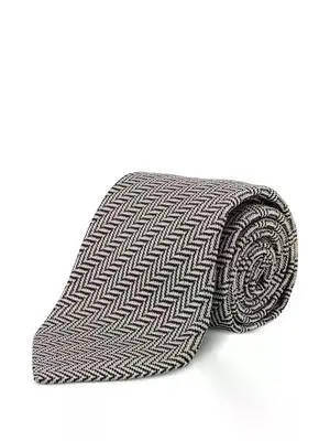 TOM FORD Herringbone Silk Neck Tie - Silver