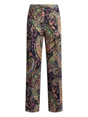 Etro Floral Paisley Bootcut Trousers - Blue