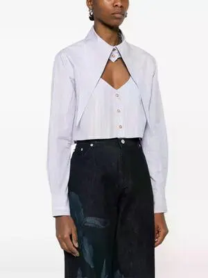 VIVIENNE WESTWOOD Seersucker Stripe Crop Shirt