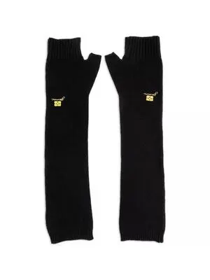 GANNI Fingerless Knitted Gloves - Black