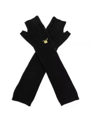 GANNI Fingerless Knitted Gloves - Black