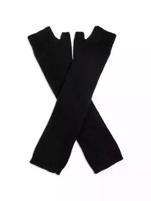 GANNI Fingerless Knitted Gloves - Black
