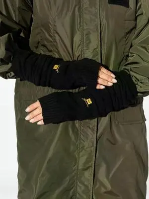 GANNI Fingerless Knitted Gloves - Black