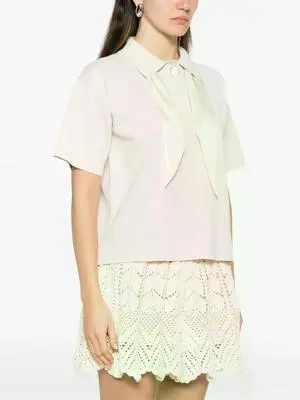 FORTE_FORTE Tie Knit Polo Top - Neutrals