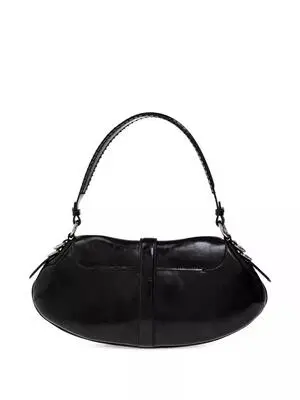 GANNI Logo-buckle Shoulder Bag - Black