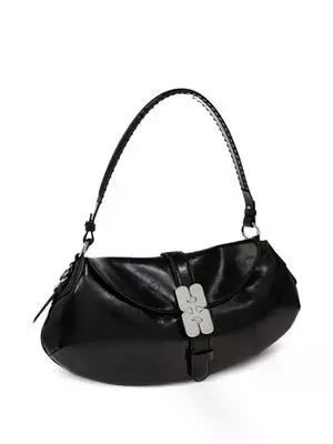 GANNI Logo-buckle Shoulder Bag - Black