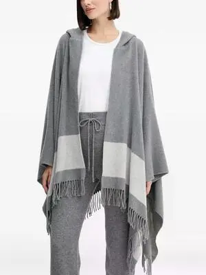 Liviana Conti Hooded Fringed-hem Poncho - Grey