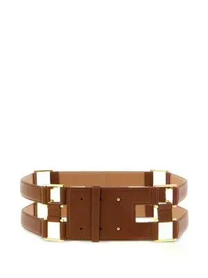 Elisabetta Franchi Double Band Metal Belt - Brown