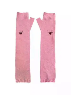 GANNI Embroidered Knit Mitts - Pink