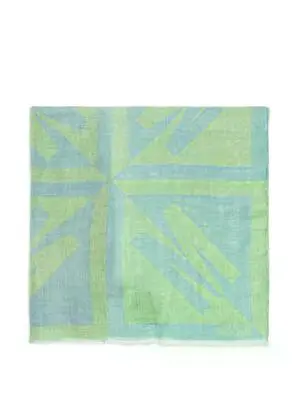 Moschino Geometric-print Linen Scarf - Blue