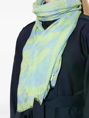 Moschino Geometric-print Linen Scarf - Blue