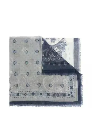 Moschino Patchwork Fringed Scarf - Blue