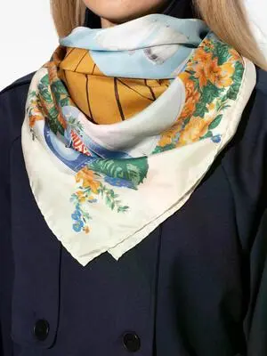 Moschino Floral-print Silk Scarf - Neutrals