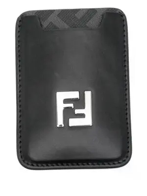 Fendi Logo-plaque Leather Cardholder - Black