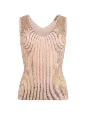 Peserico Metallic V-neck Top