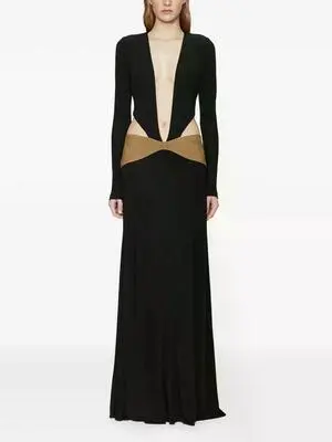 Christopher Esber Contour V-neck Suede Belted Gown