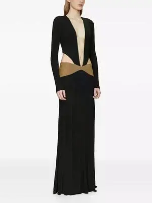 Christopher Esber Contour V-neck Suede Belted Gown