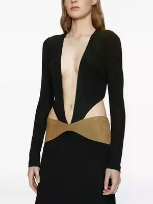 Christopher Esber Contour V-neck Suede Belted Gown