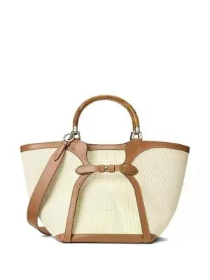 Ralph Lauren Wooden Leather-trimmed Tote - Neutrals