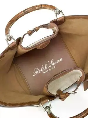 Ralph Lauren Wooden Leather-trimmed Tote - Neutrals