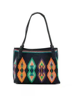 Etro Medium Canvas Libra Tote Bag With Embroidery - Blue