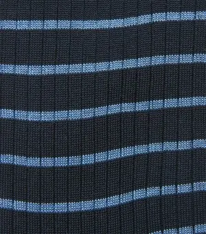 Harrods Cotton-blend Stripe Ribbed Socks - Blue