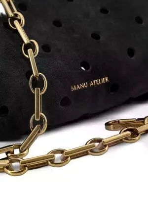 Manu Atelier Mini Cylinder Perforated Shoulder Bag - Black