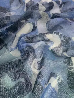 Moschino Duck-print Frayed-trim Cashmere Scarf - Blue