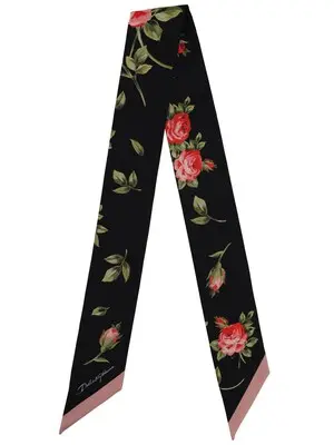 Dolce & Gabbana Floral Printed Silk Bandeau - Black