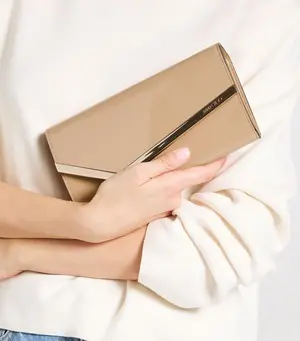 JIMMY CHOO Patent Leather Emmie Clutch - Brown