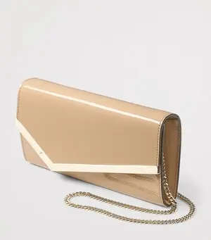 JIMMY CHOO Patent Leather Emmie Clutch - Brown